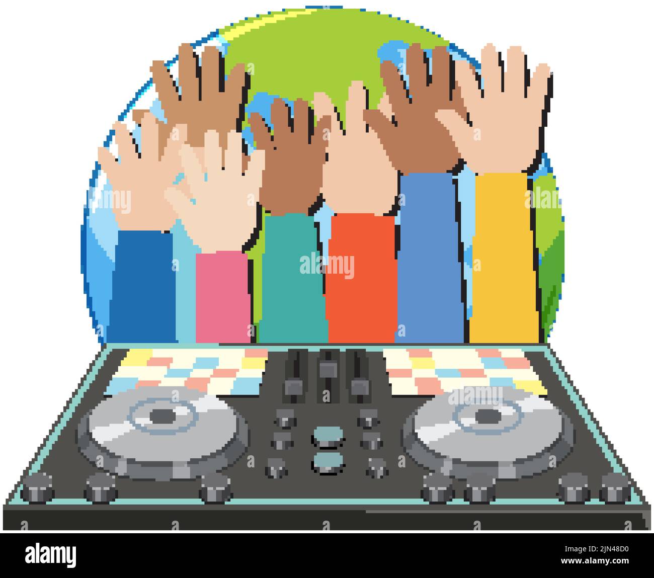 Raising hand with music DJ controller illustration Stock Vector Image ...
