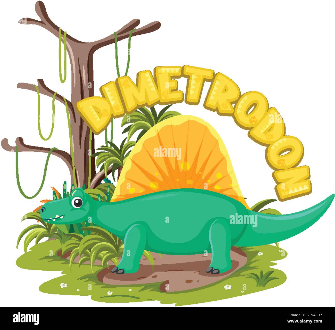 Little cute dimetrodon dinosaur cartoon character illustration Stock ...
