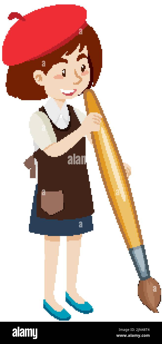 Artist woman cartoon character illustration Stock Vector Image & Art ...