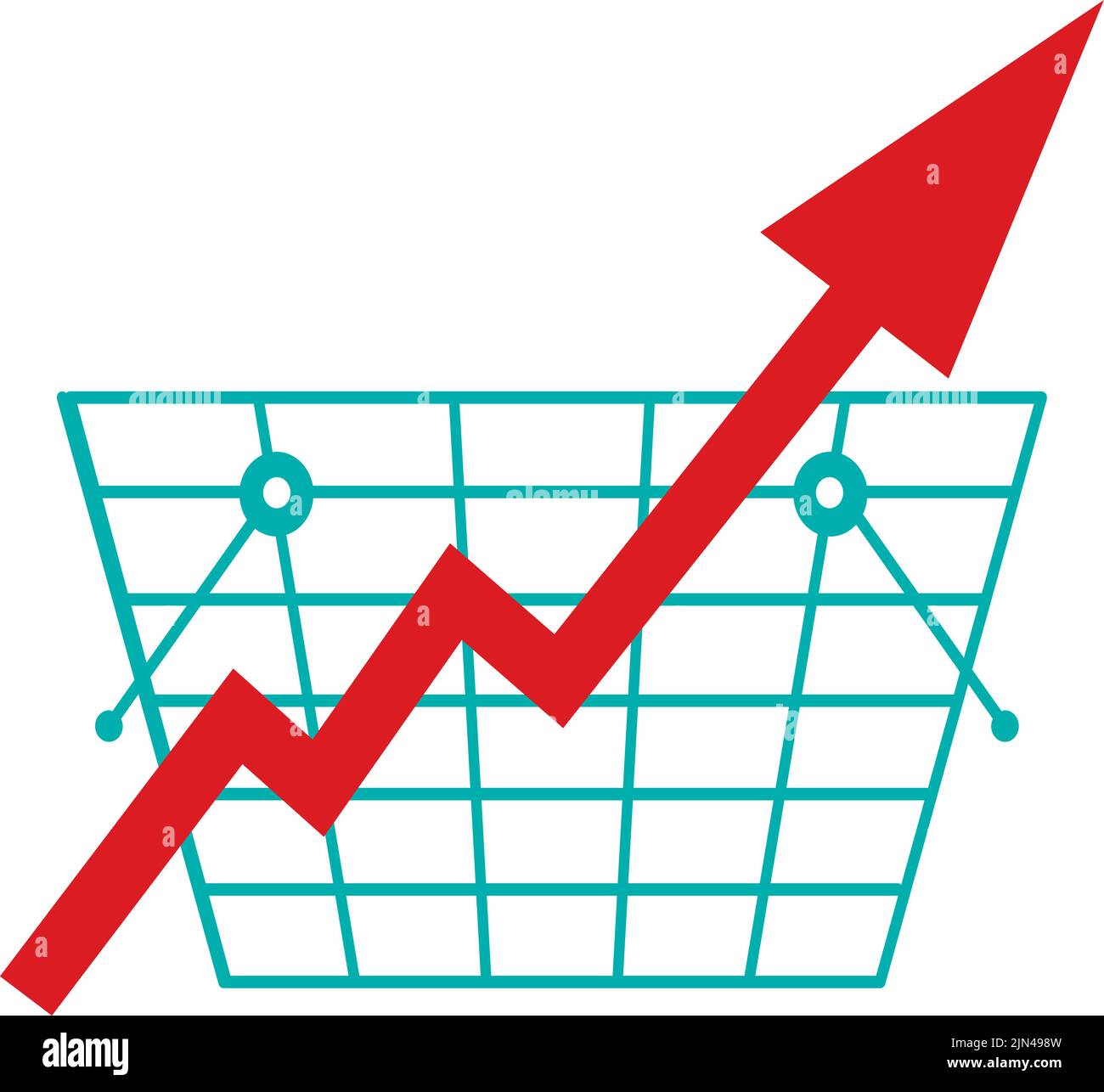 Red arrow going up with shopping basket illustration Stock Vector Image ...