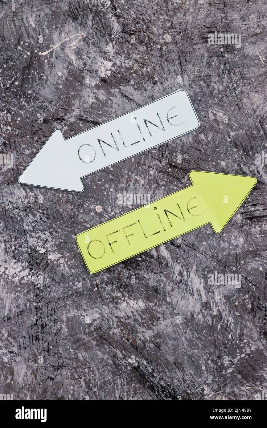 social media lifestyle or business model concept, Online and Offline ...