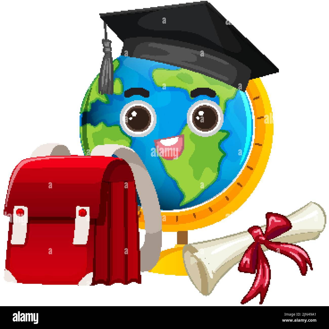 Earth globe wearing graduation hat illustration Stock Vector Image ...