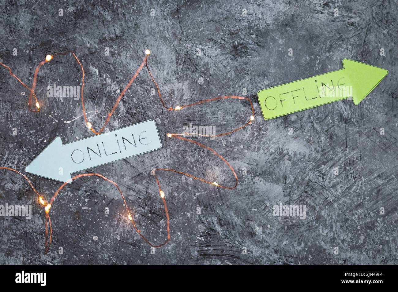 social media lifestyle or business model concept, Online and Offline ...