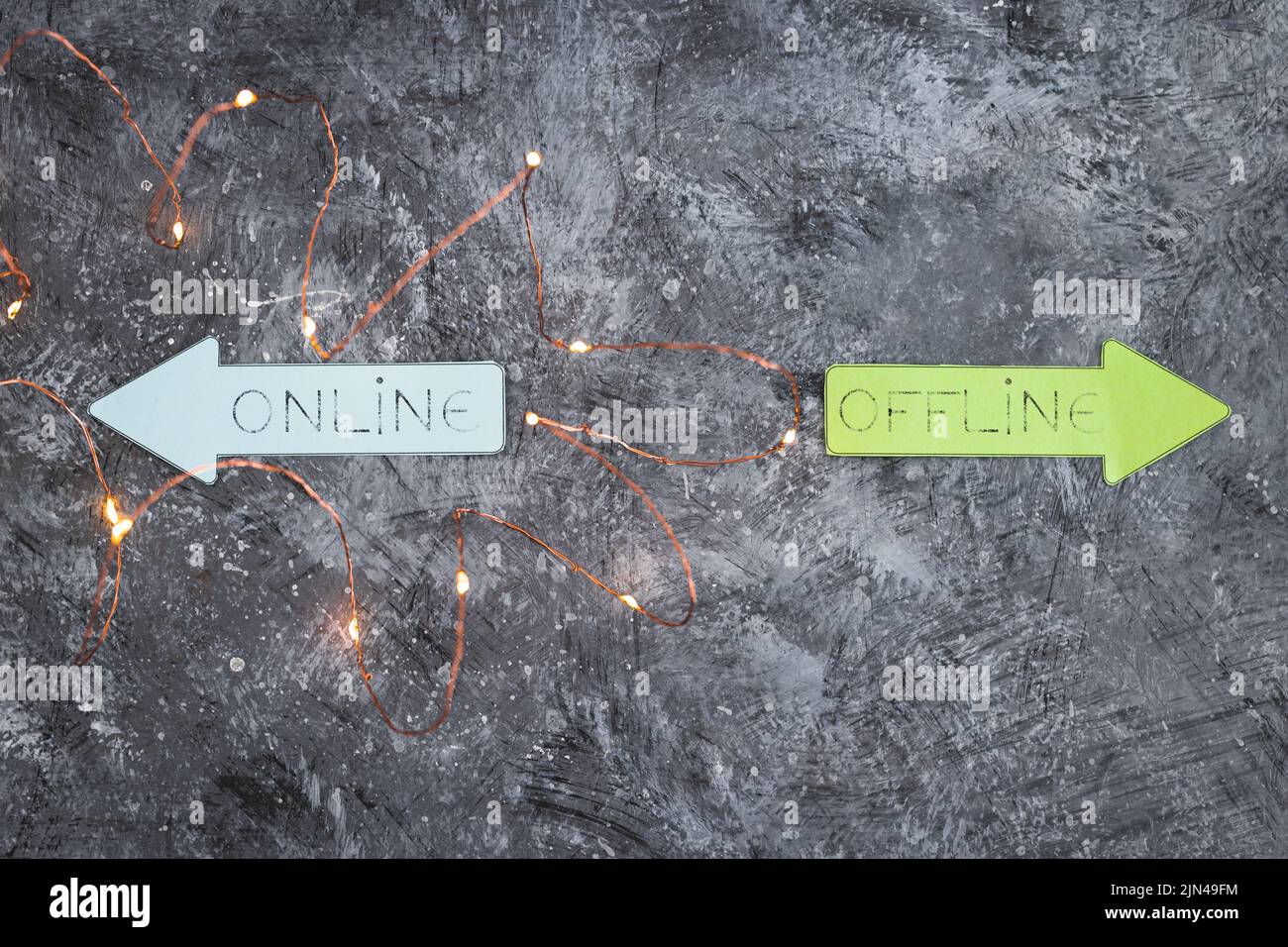 social media lifestyle or business model concept, Online and Offline ...