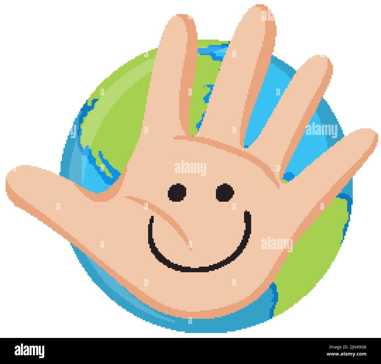 Open hand with smile on earth planet illustration Stock Vector Image ...