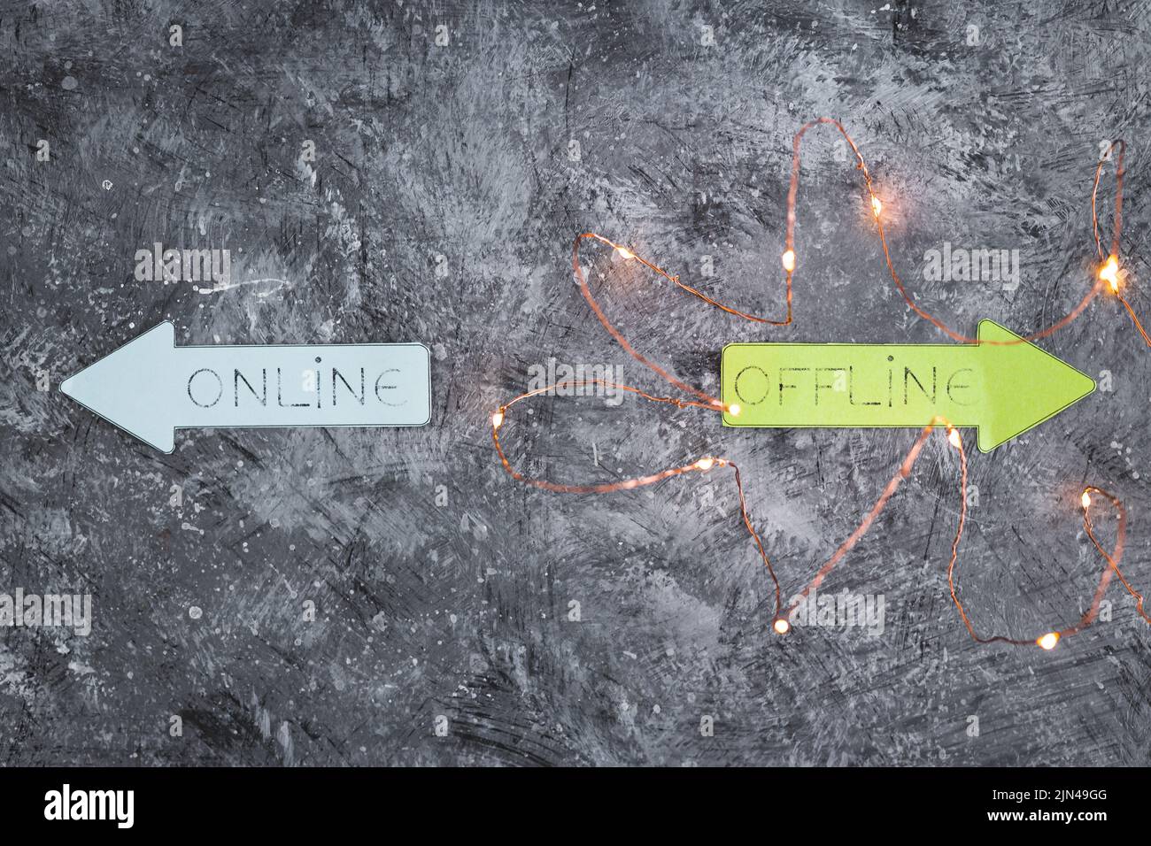 social media lifestyle or business model concept, Online and Offline ...