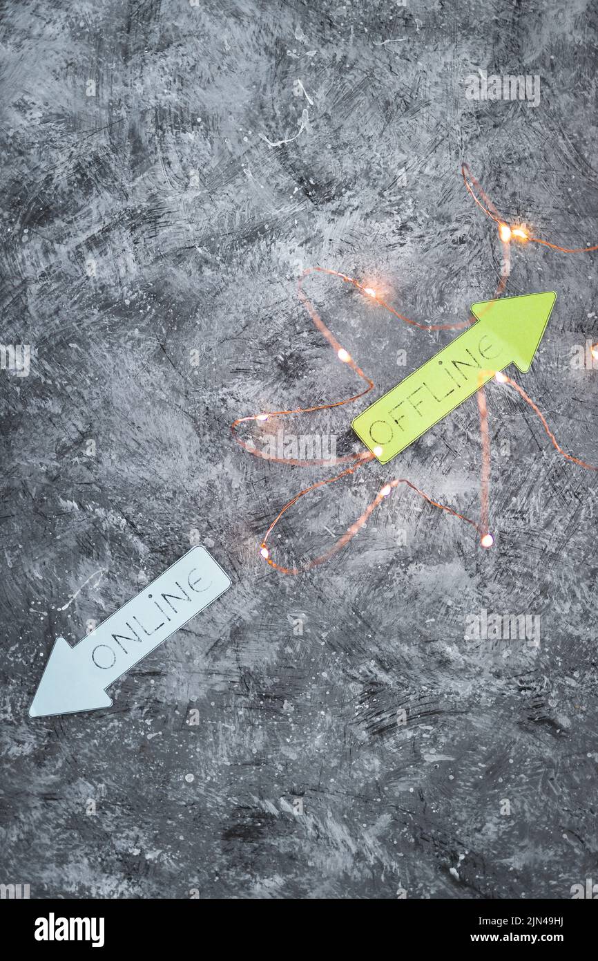 social media lifestyle or business model concept, Online and Offline ...