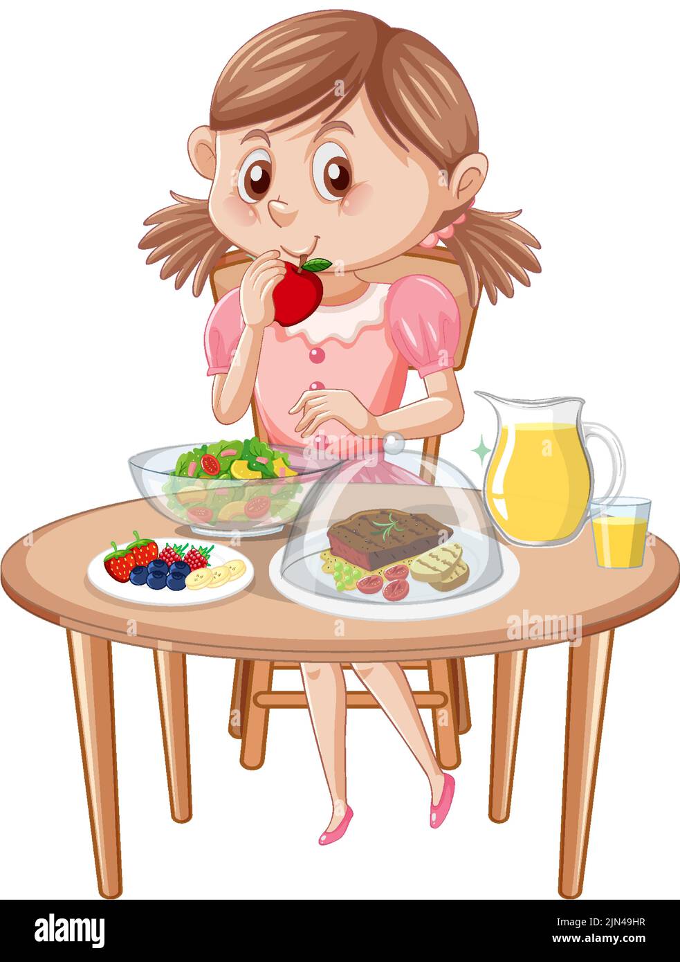 A boy having meal at the table illustration Stock Vector Image & Art ...