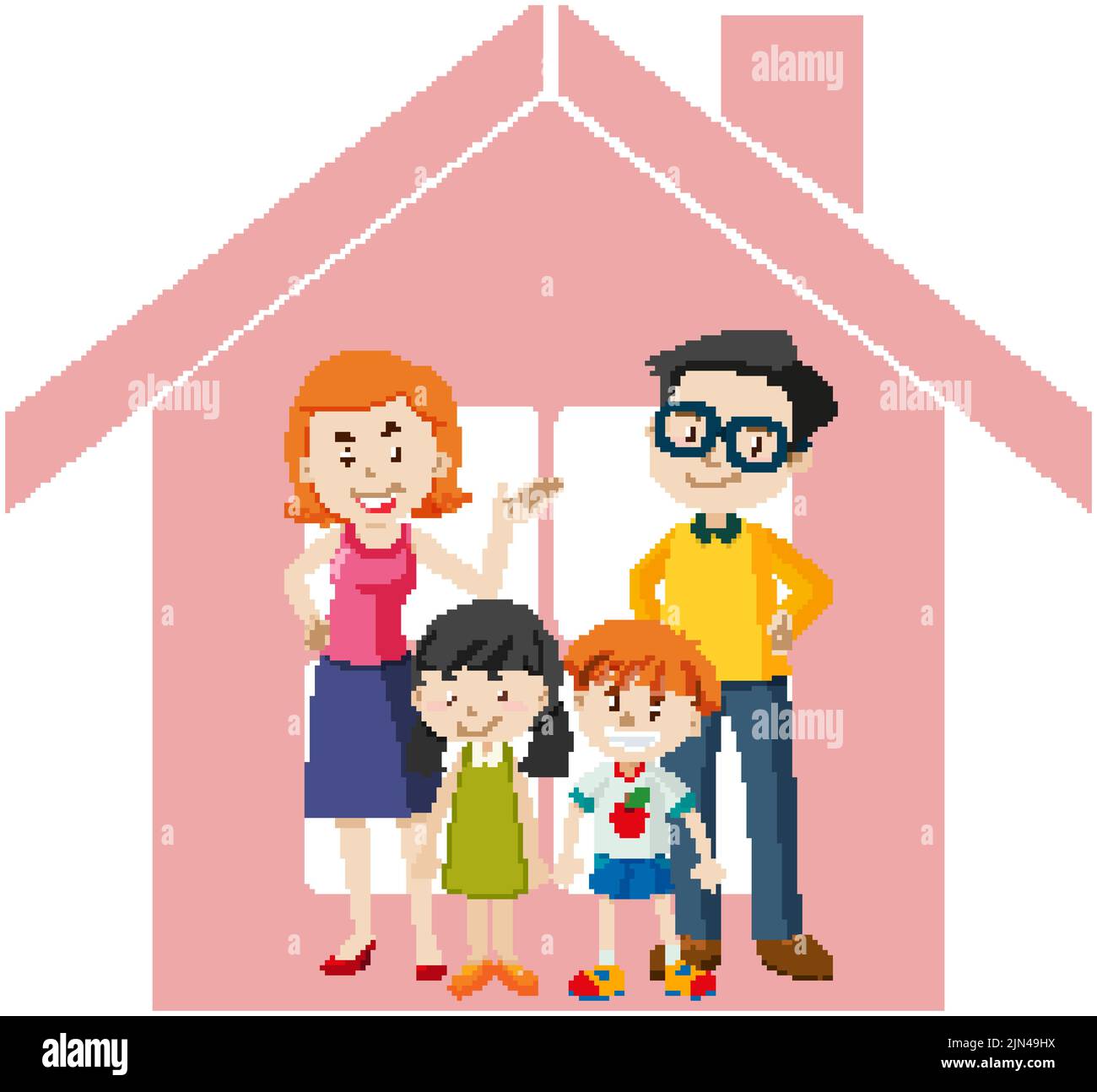 Happy family home icon illustration Stock Vector Image & Art - Alamy