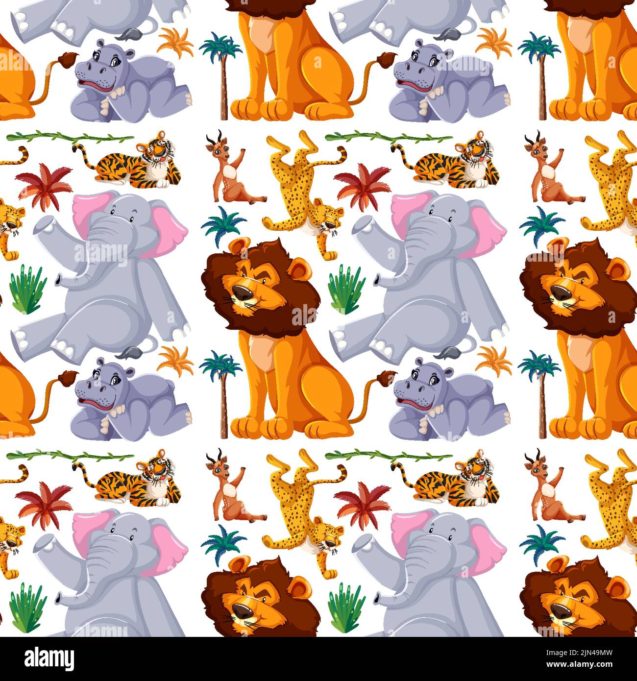 Animals wildlife seamless pattern illustration Stock Vector Image & Art ...