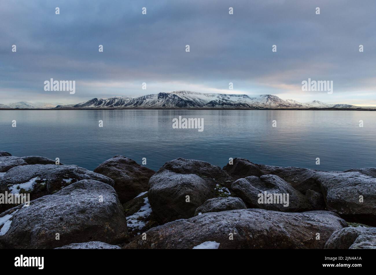 A view across the water from Iceland's capital of Reykjavik reveals a ...