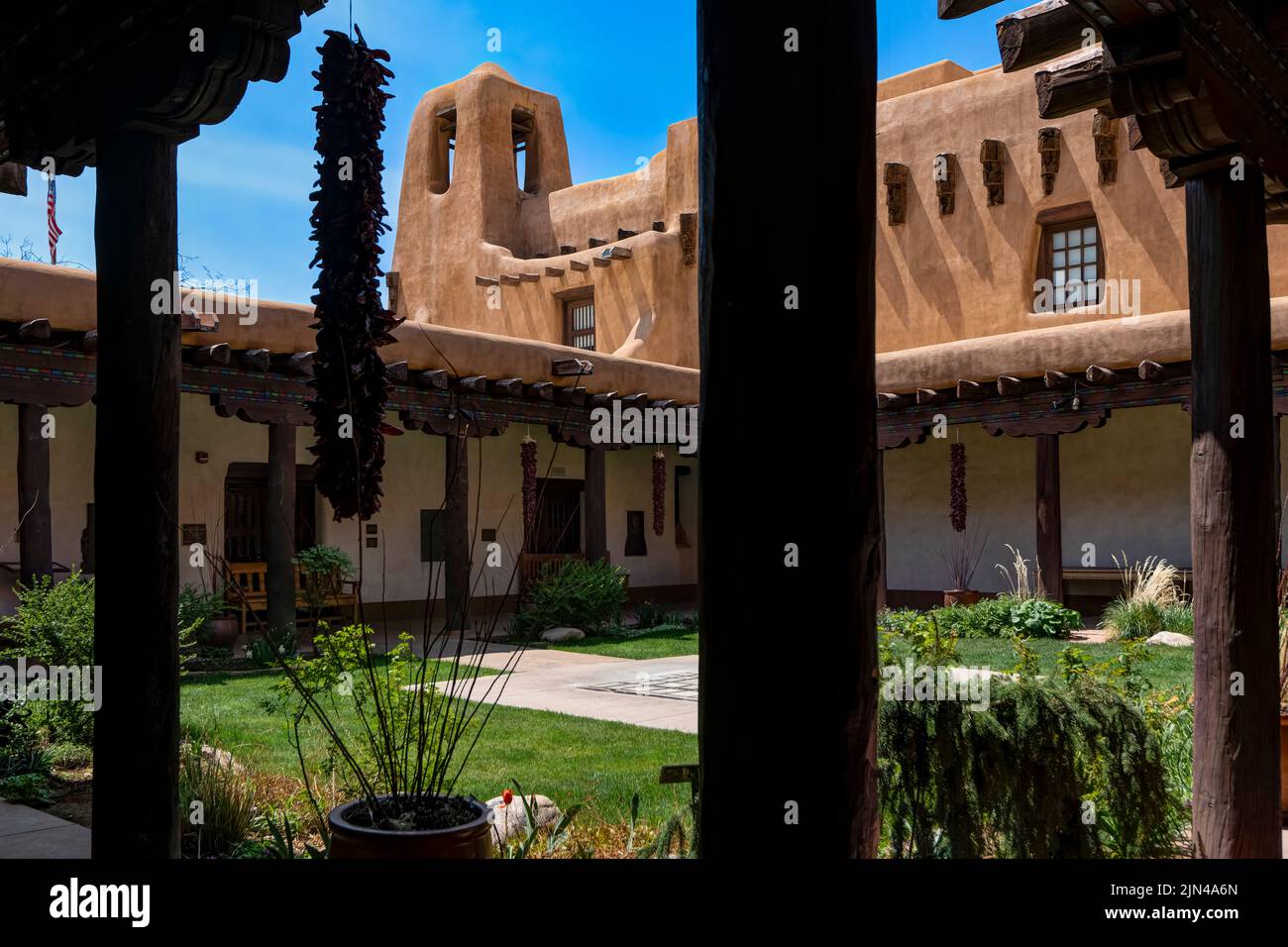 Inner Courtyard of New Mexico Museum of Art, Santa Fe, New Mexico, USA ...