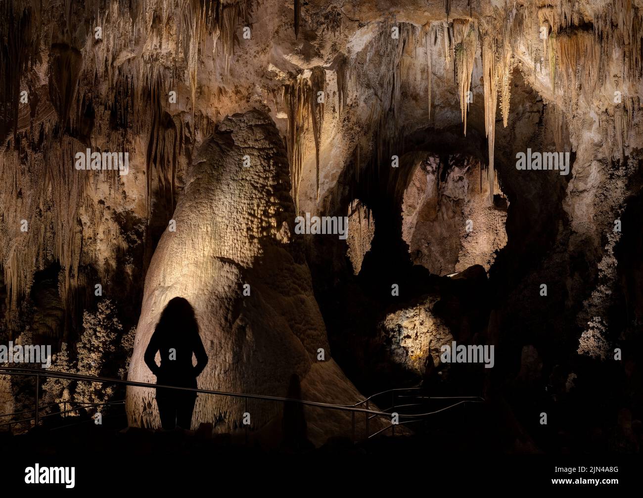 Woman's Silhouette in Big Room, Carlsbad Caverns National Park, New ...