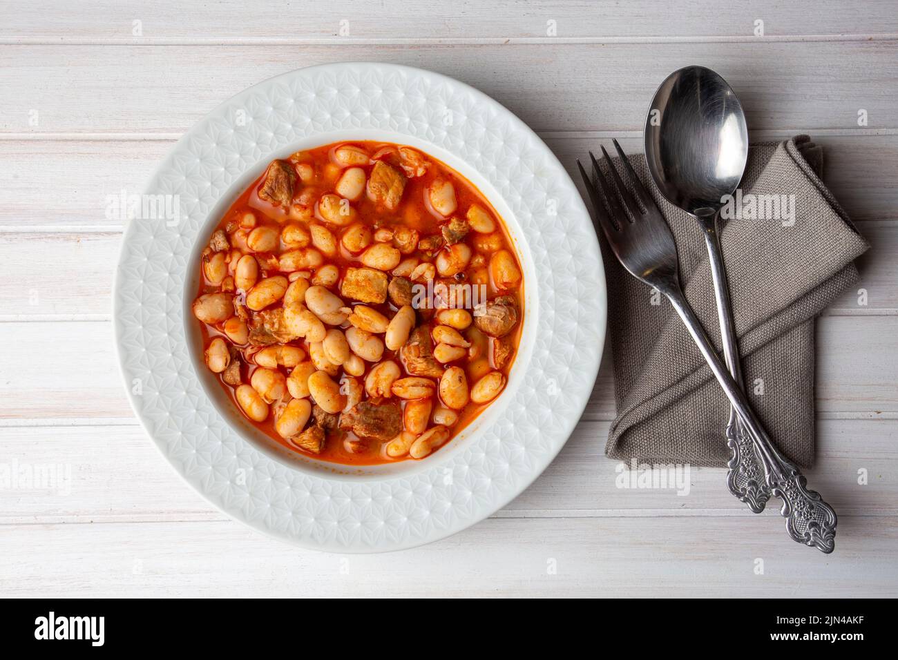 Turkish foods; dried bean, Beans with minced meat (kuru fasulye Stock ...