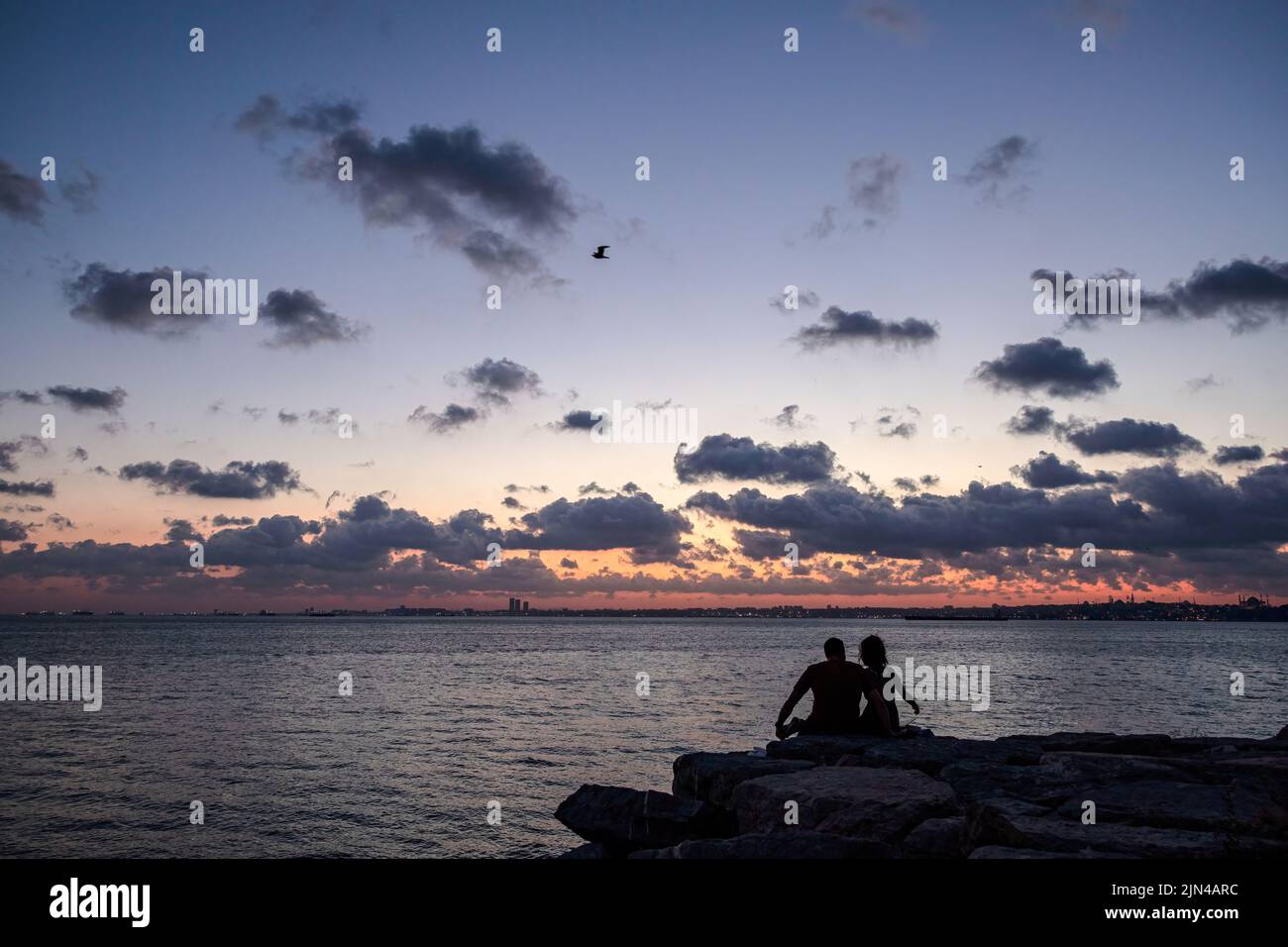 Istanbul, Turkey - 08 Aug 2022, Silhouettes of people sitting on the ...