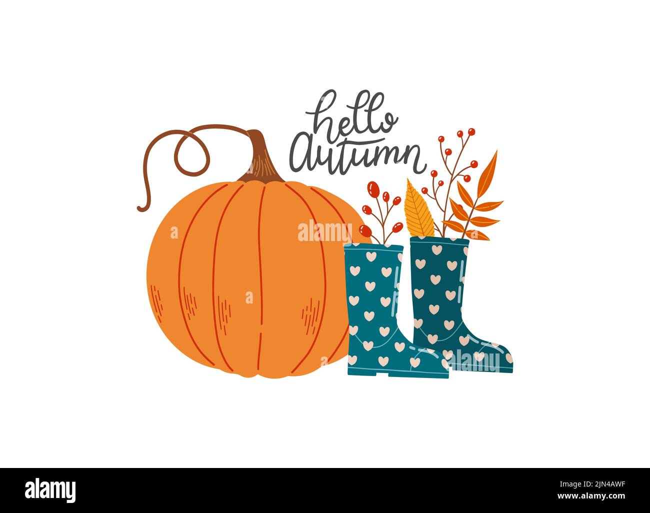 Hello autumn banner pumpkin Stock Vector Images - Alamy