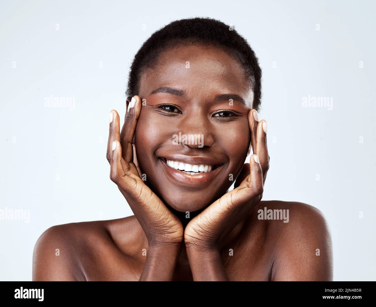 My skin is the healthiest its ever been. Studio portrait of a beautiful ...