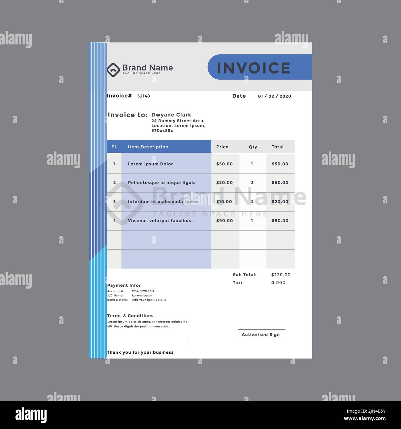 Minimal invoice template hi-res stock photography and images - Alamy