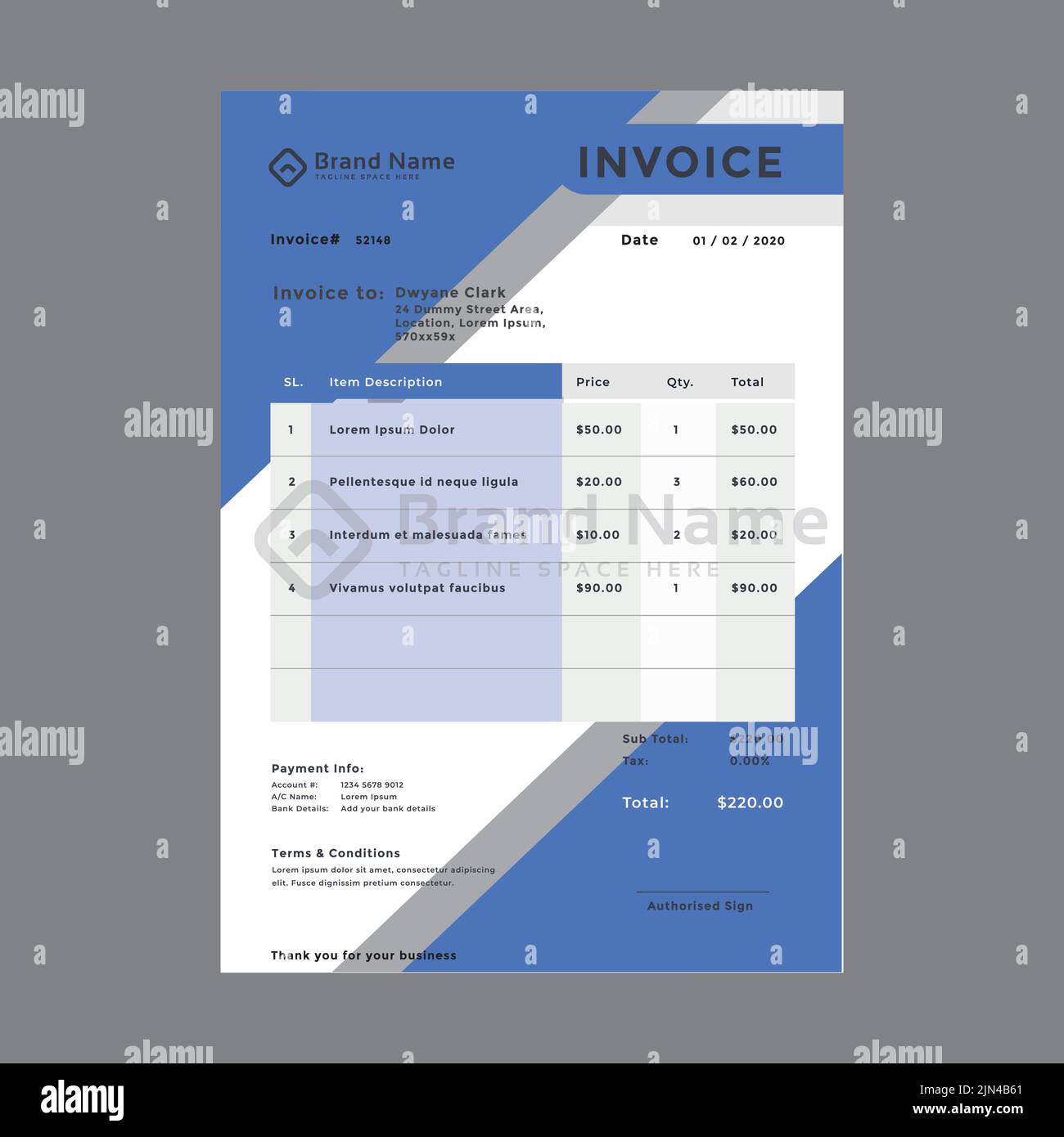 Creative invoice template hi-res stock photography and images - Alamy