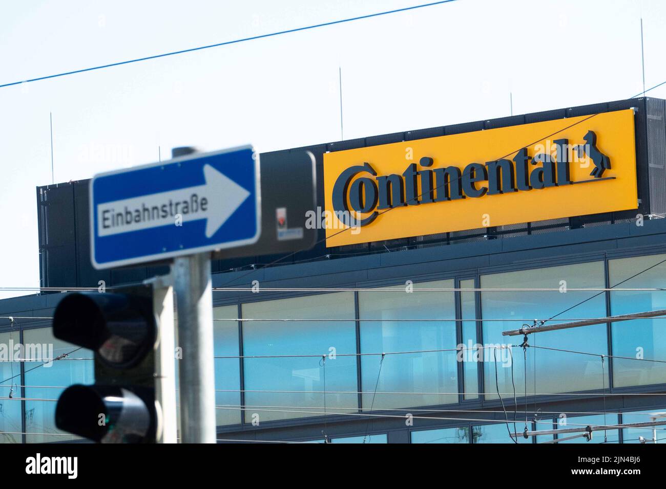 Hanover, Germany. 08th Aug, 2022. The Continental logo hangs on the new ...