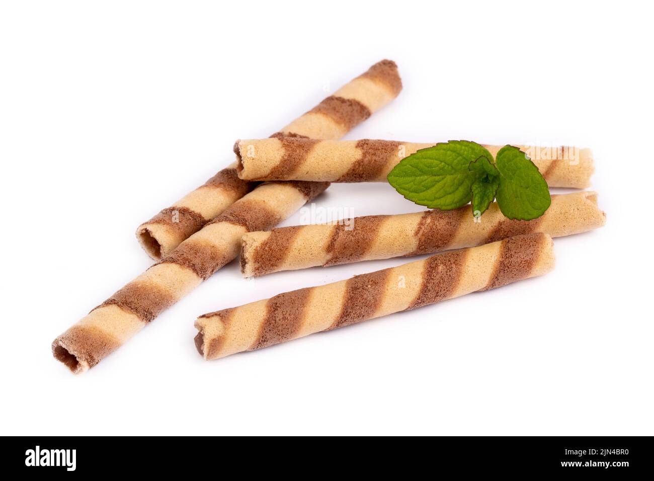Chocolate wafer stick roll isolated on white background (Turkish name ...