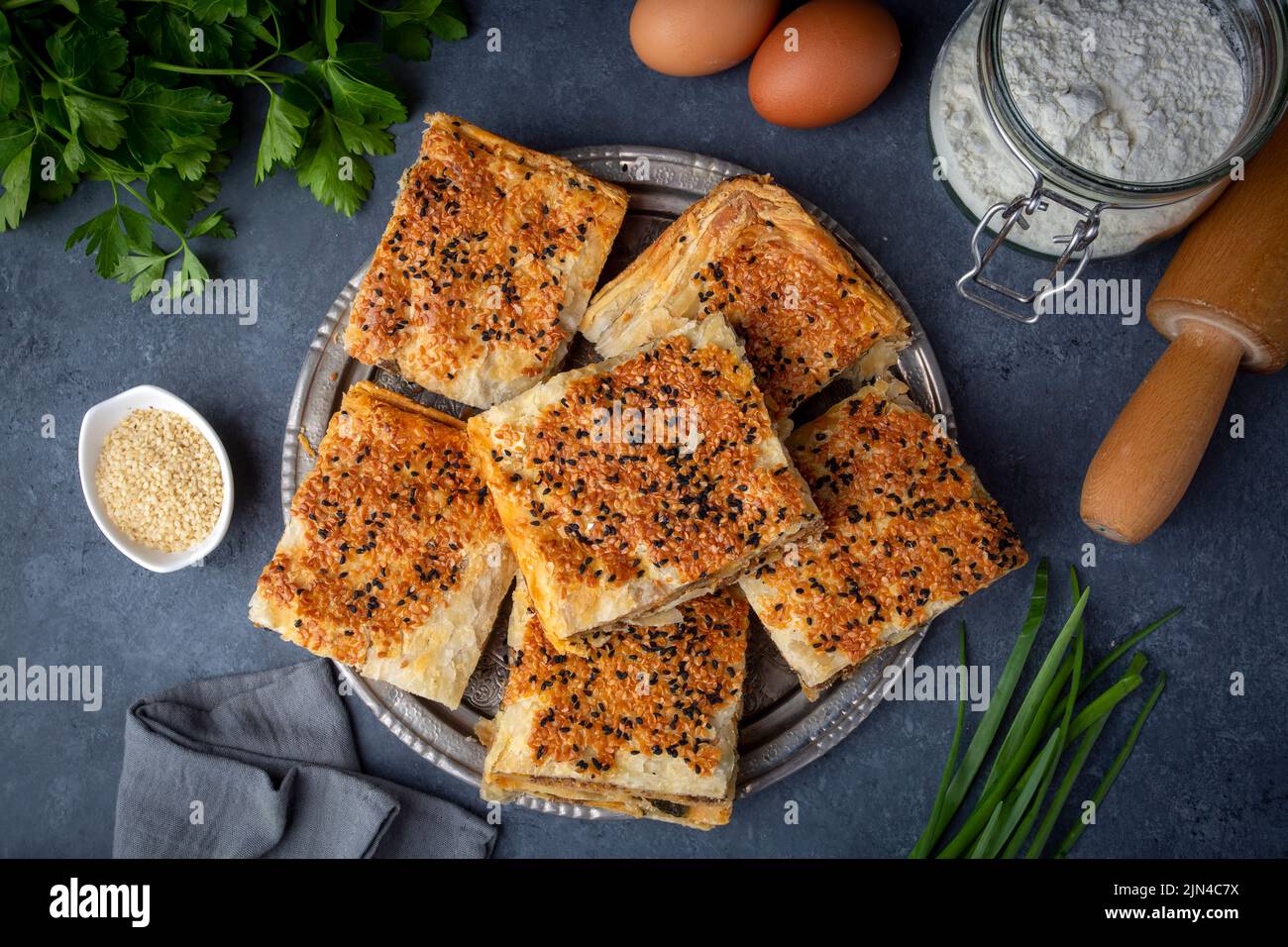 Traditional delicious Turkish cuisine, Turkish food; handmade mince pie ...