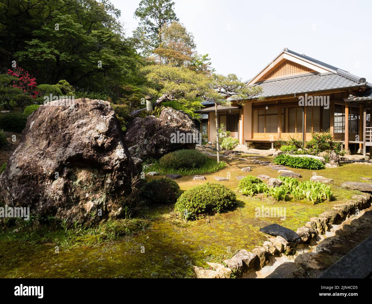 Kochi, Japan - April 6, 2018: Traditional Japanese garden on the ...