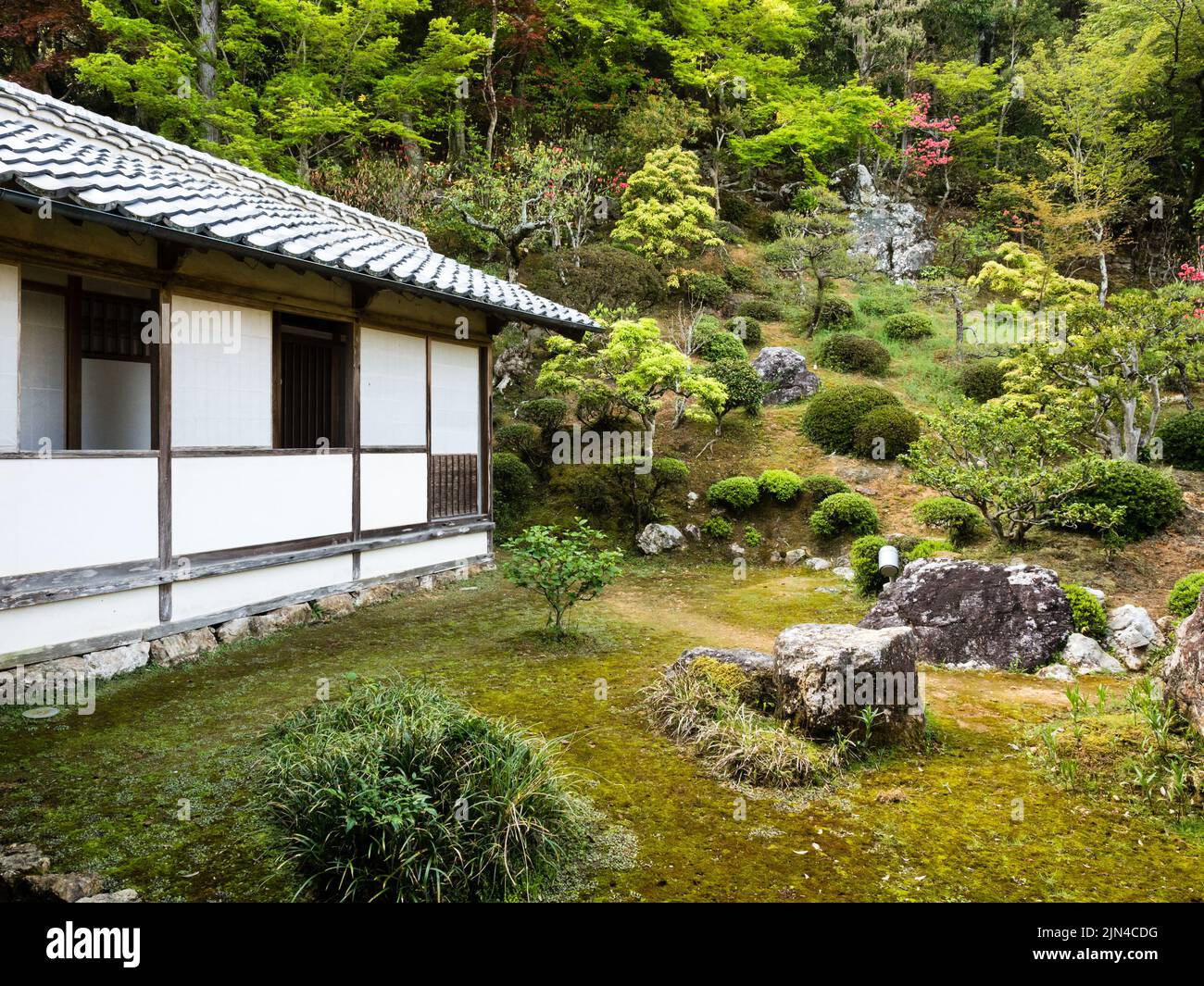 Kochi, Japan - April 6, 2018: Traditional Japanese garden on the ...