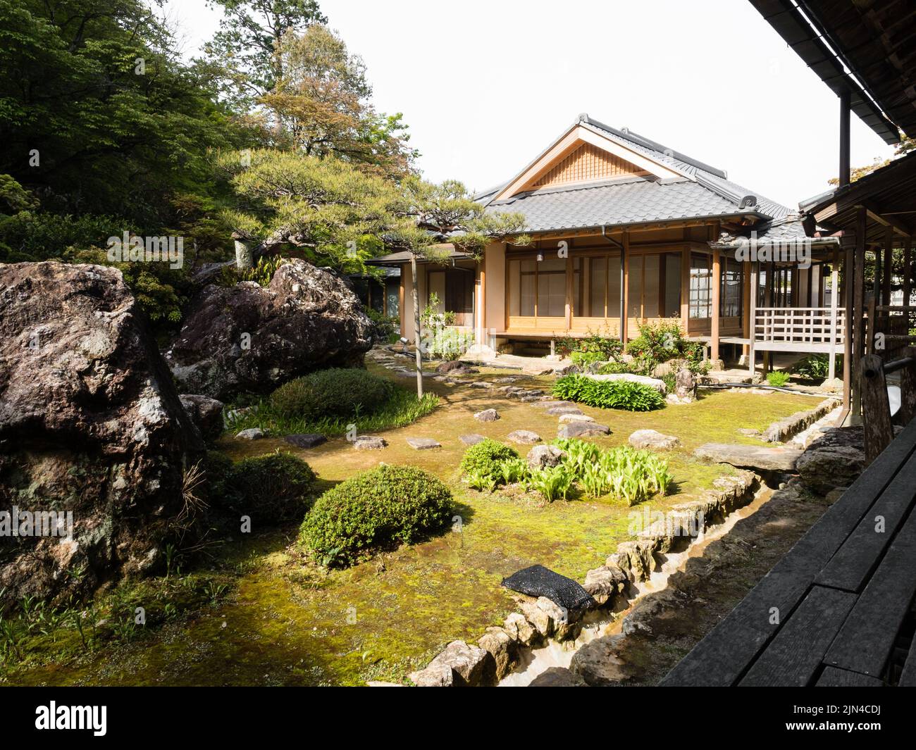 Kochi, Japan - April 6, 2018: Traditional Japanese garden on the ...