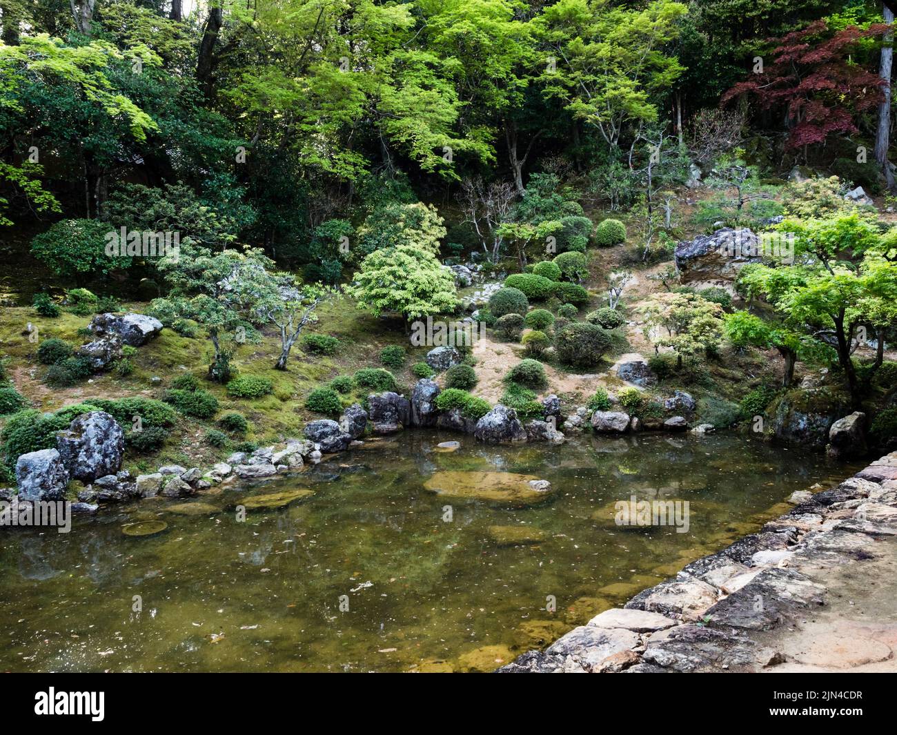 Kochi, Japan - April 6, 2018: Traditional Japanese garden on the ...