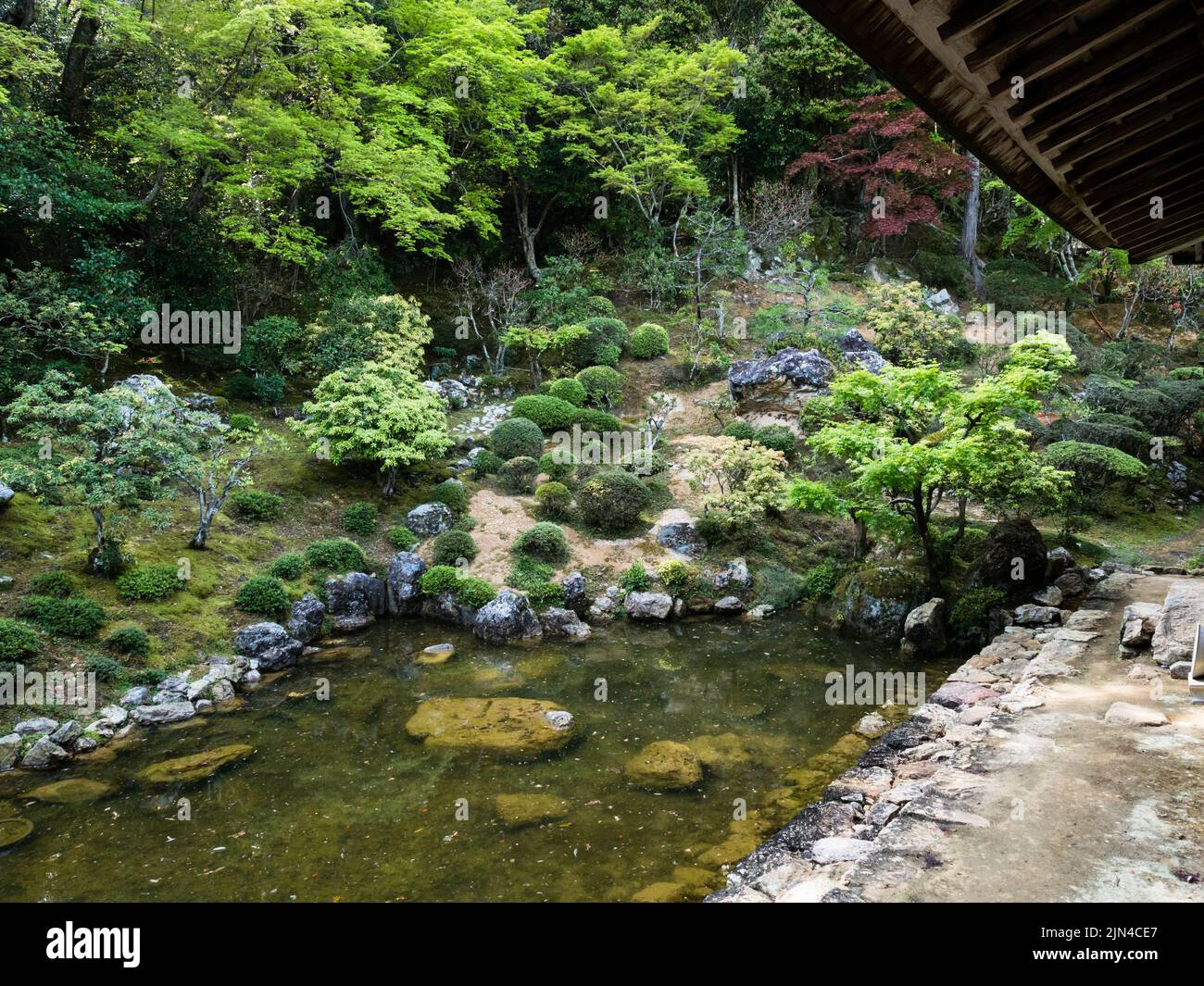 Kochi, Japan - April 6, 2018: Traditional Japanese garden on the ...