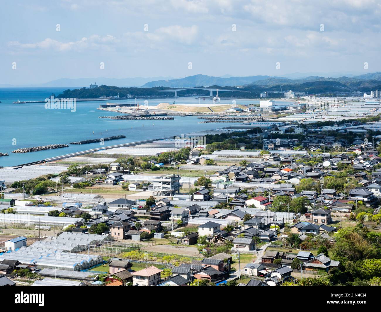 Panoramic view over Kochi coastline from Zenjibuji, temple number 32 of ...