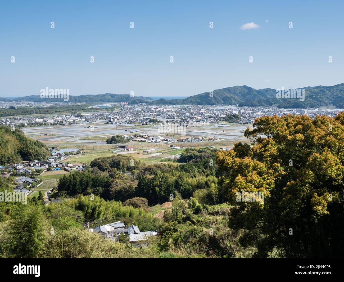View of Kochi city suburbs from the viewpoint at Kiyotakiji, temple ...