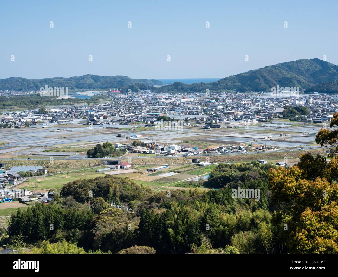 View of Kochi city suburbs from the viewpoint at Kiyotakiji, temple ...