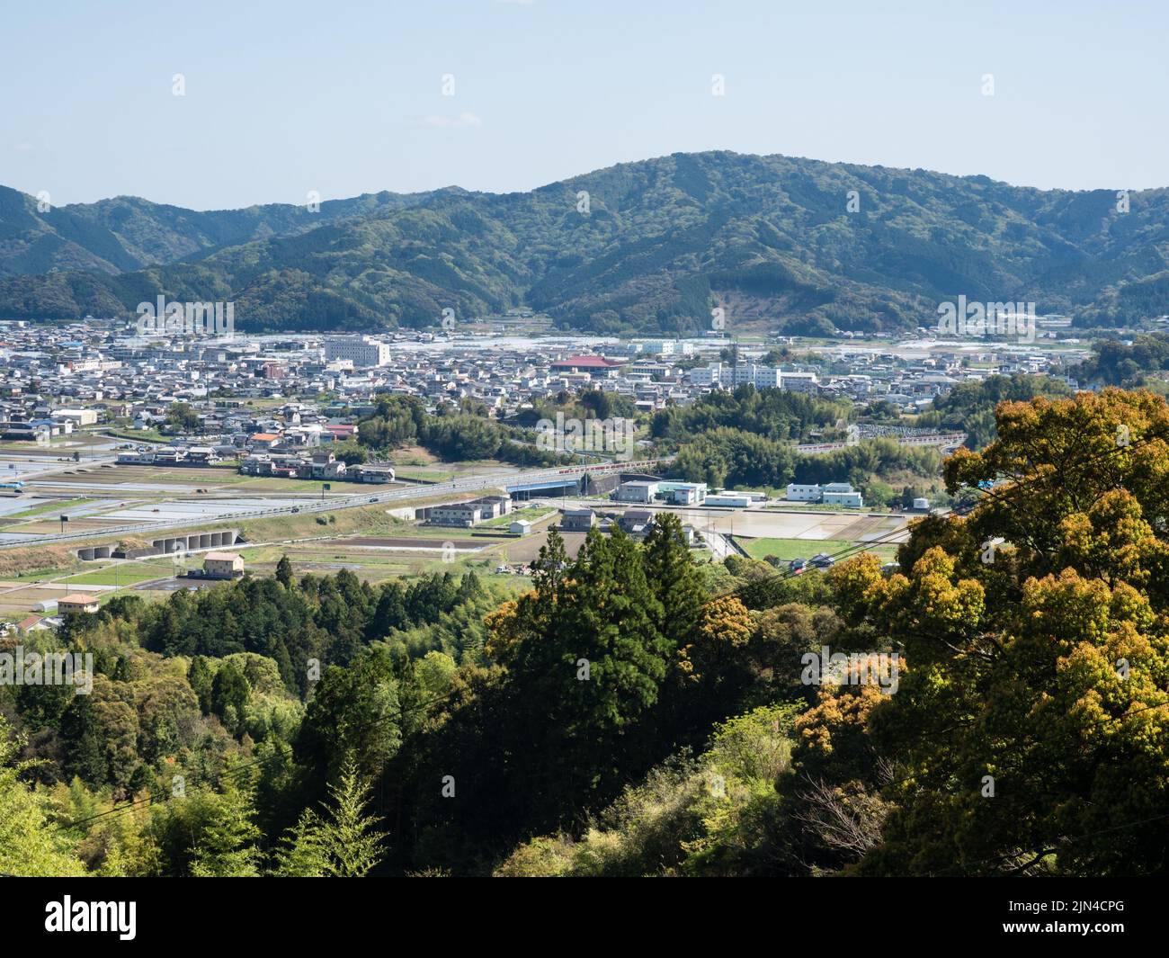 View of Kochi city suburbs from the viewpoint at Kiyotakiji, temple ...
