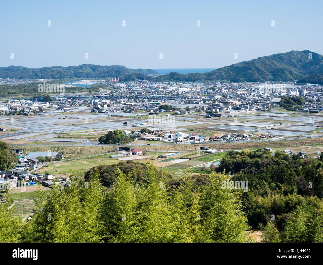 View of Kochi city suburbs from the viewpoint at Kiyotakiji, temple ...