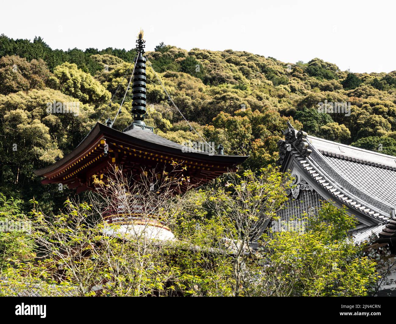 Tosa, Kochi Prefecture, Japan - April 7, 2018: Rooftops of Shoryuji ...
