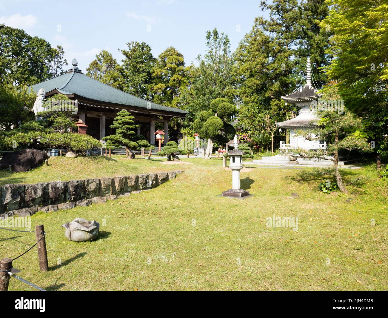 Minamiuwa, Ehime prefecture, Japan - April 8, 2018: On the grounds of Kanjizaiji, temple number ...