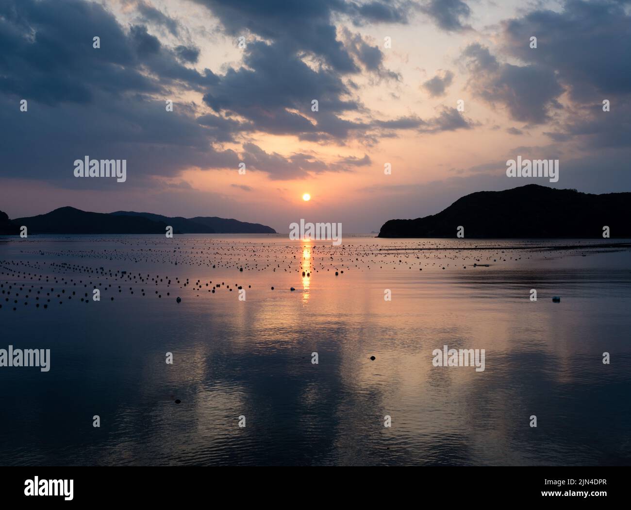 Sun setting over the Pacific south of Uwajima - Ehime prefecture, Japan ...