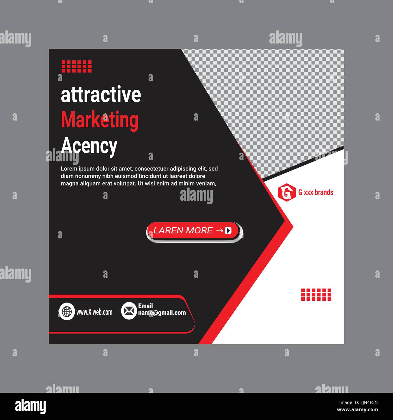 Design white square web banners for social media with diagonal ...