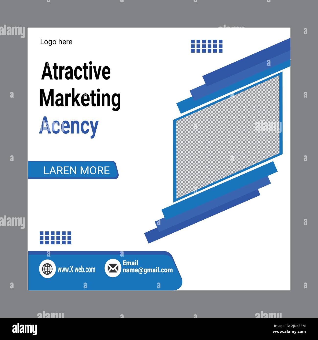 Design white square web banners for social media with diagonal ...