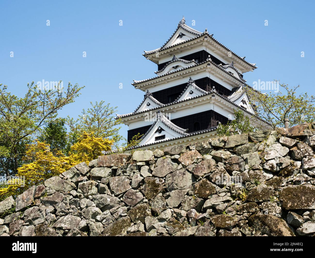 Main keep of Ozu castle, reconstructed in 2004 using traditional ...