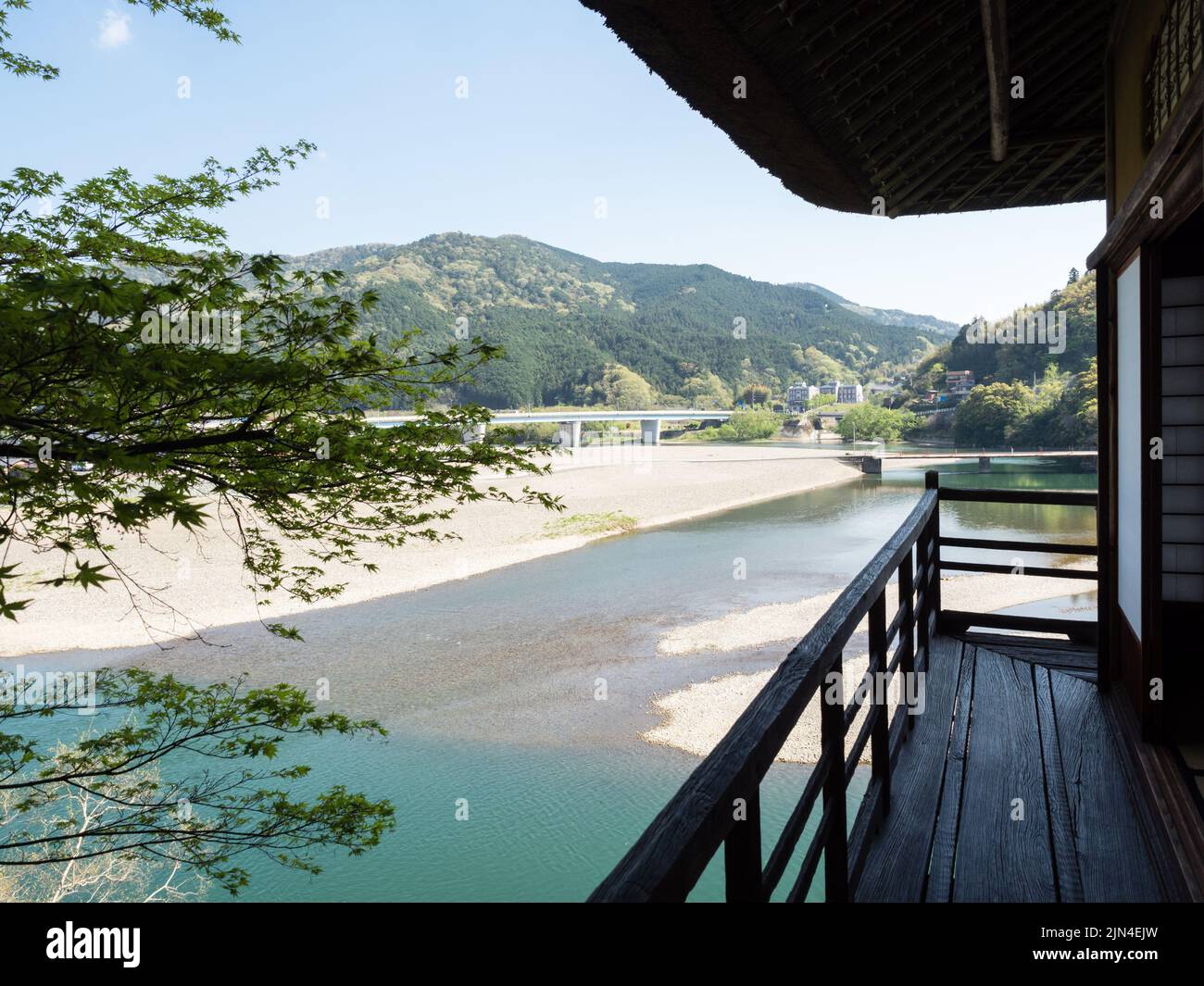 Ozu, Japan - April 9, 2018: View of Hijikawa river from Furo-an ...