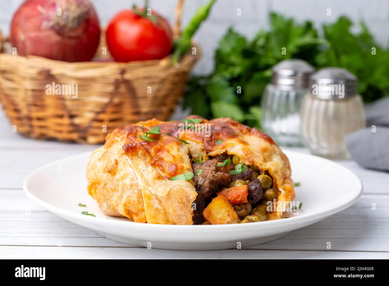 Traditional delicious Turkish food; Sultan kebab, Turkish name; Sultan ...