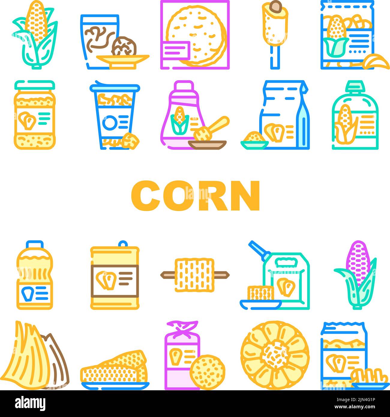corn maize sweet plant cob icons set vector Stock Vector Image & Art ...