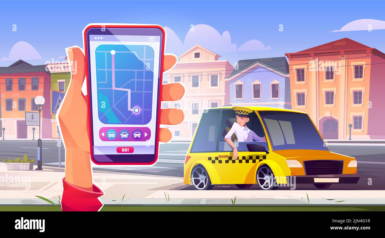 Hand holding smartphone in car Stock Vector Images - Alamy