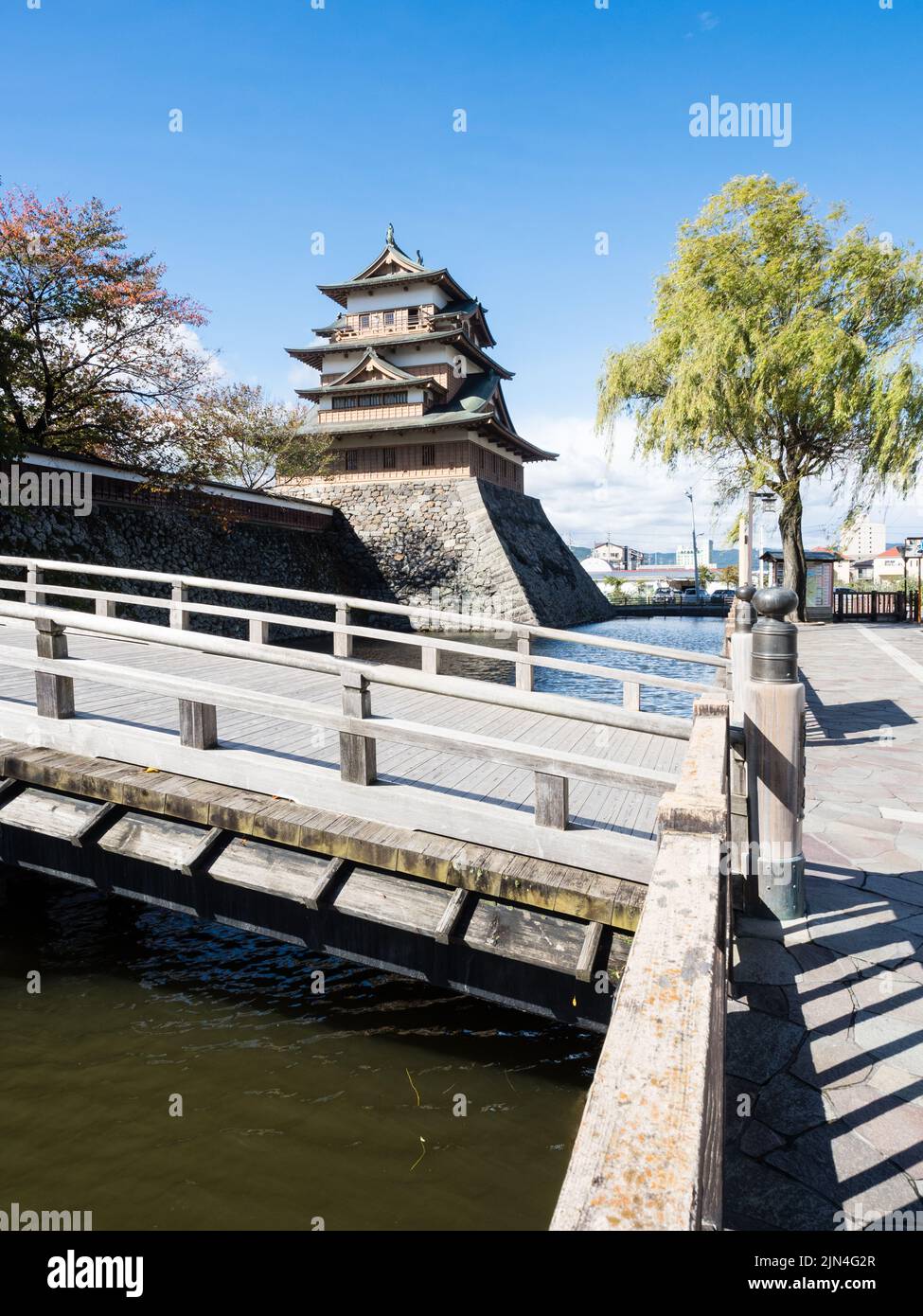 Entrance to historic Takashima castle in Suwa - Nagano prefecture ...