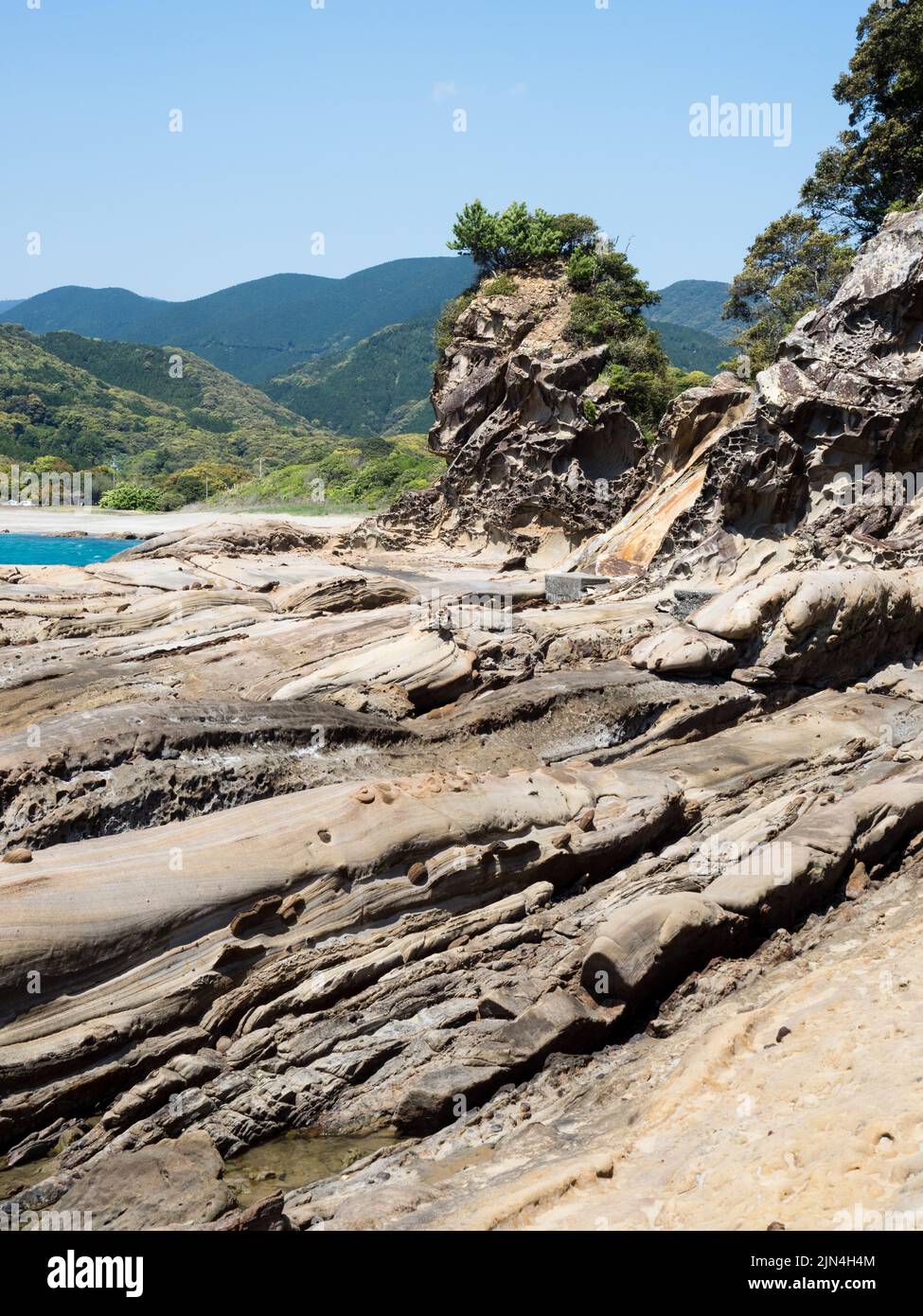 Sandstone rock formations at Tatsukushi coast - a natural scenic ...