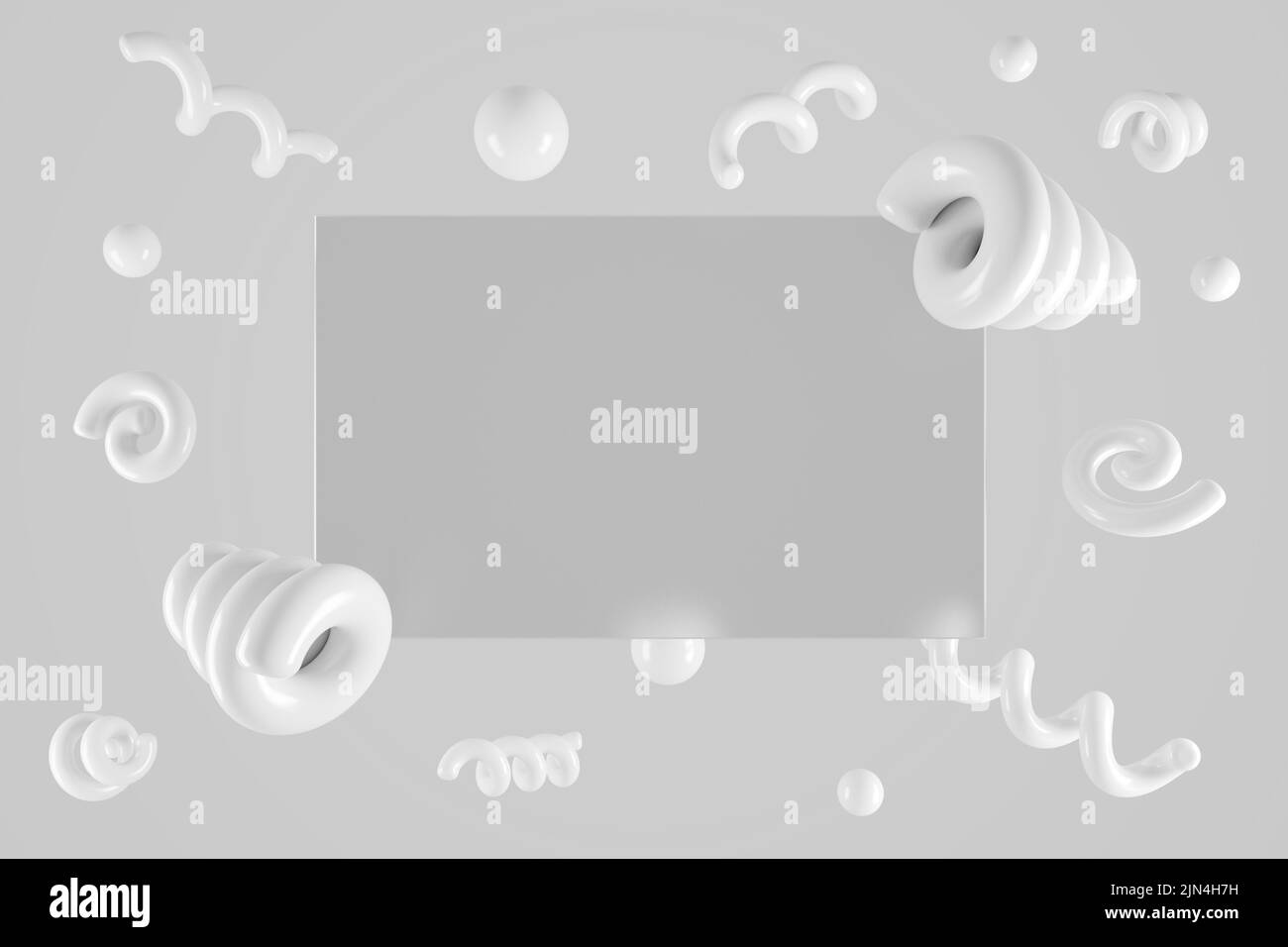 Geometric shapes display banner mockup on grey background 3d render ...