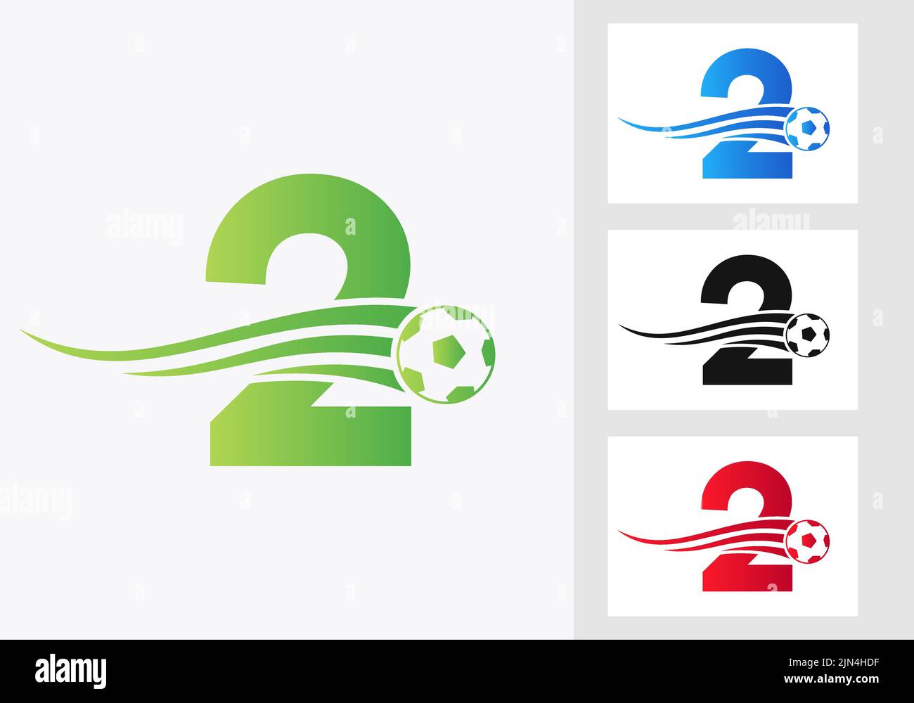 Soccer Football Logo On Letter 2 Sign. Soccer Club Emblem Concept Of ...